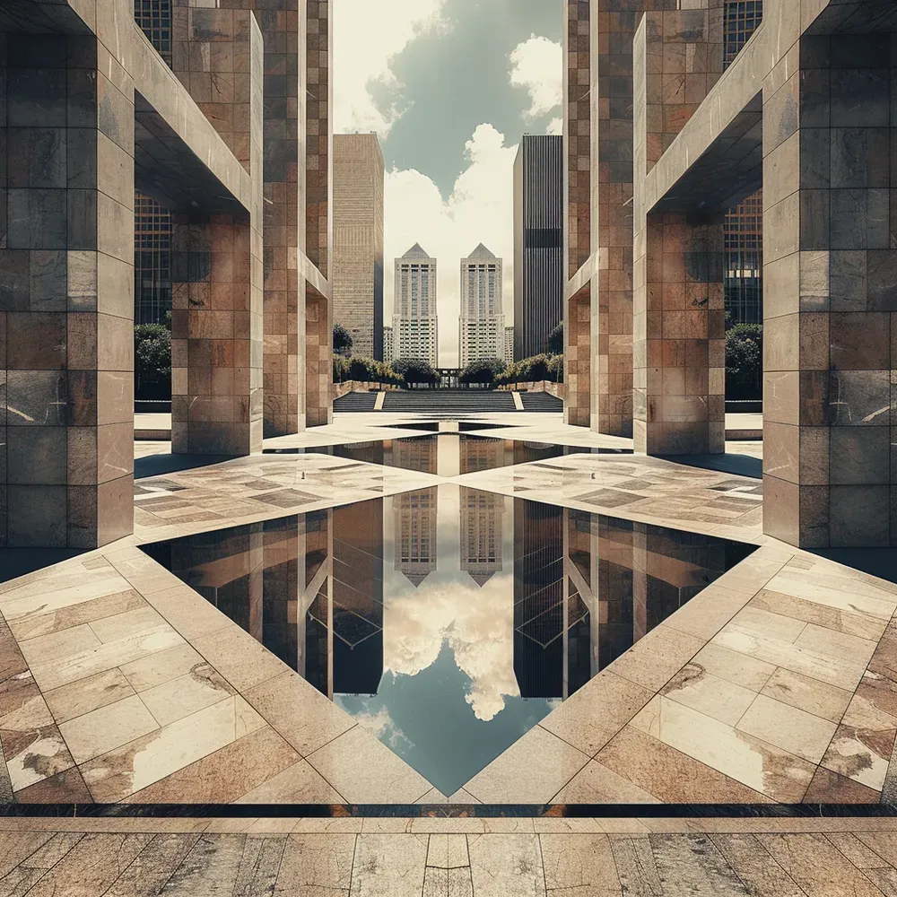 Symmetrical Urban Aesthetics Midjourney Prompt | PromptBase