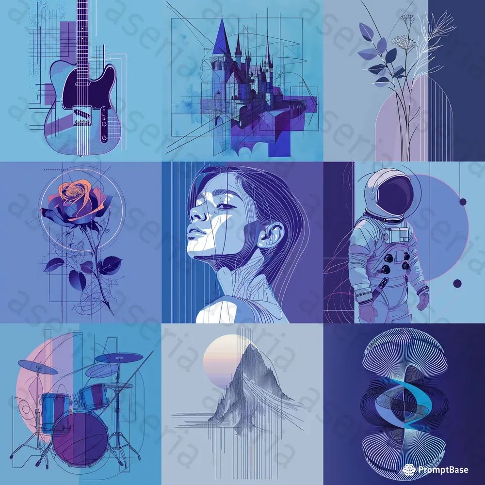 Stylized Geometry Line Art Midjourney Prompt | PromptBase