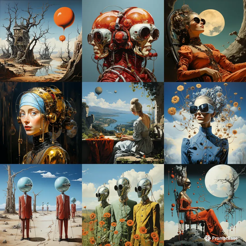 Art Inspired Surrealistic Paintings Midjourney Prompt | PromptBase