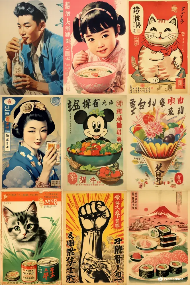 Vintage Japanese Advertising Posters Midjourney Prompt | PromptBase