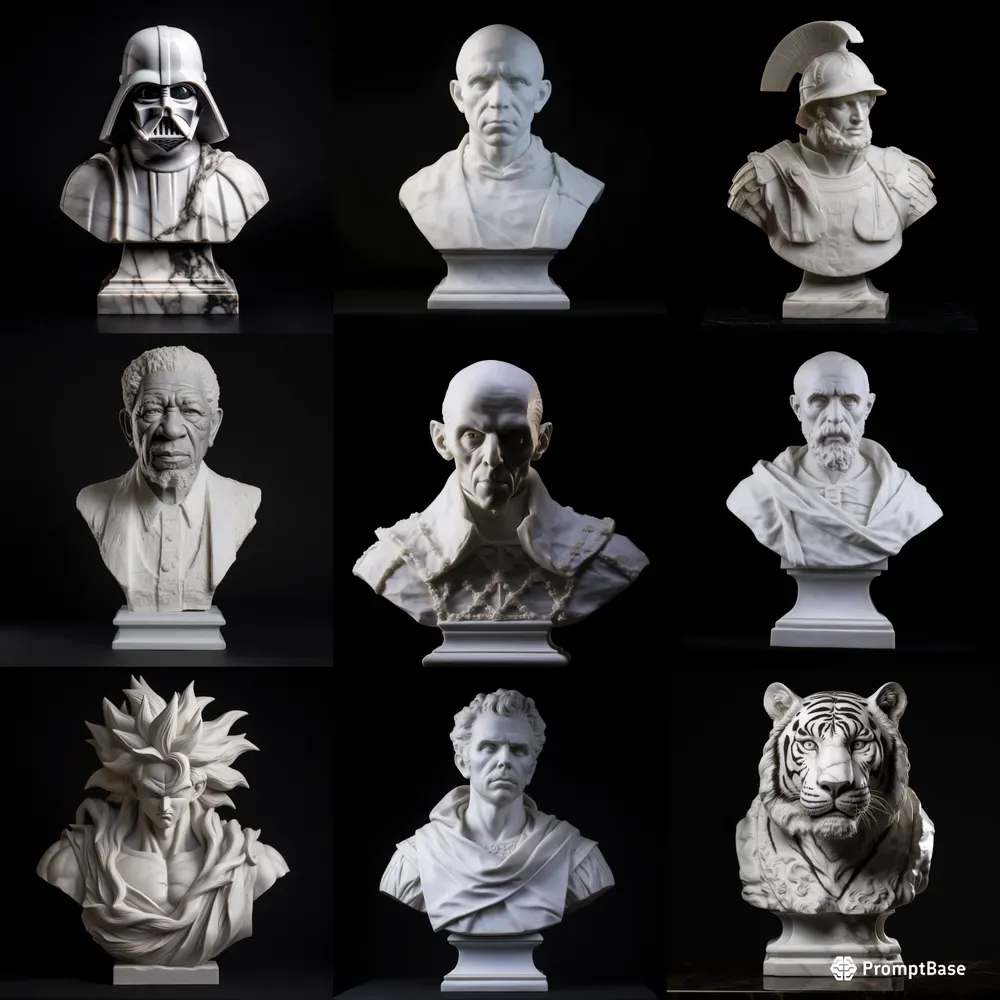 Half Busts In Marble Midjourney Prompt | PromptBase