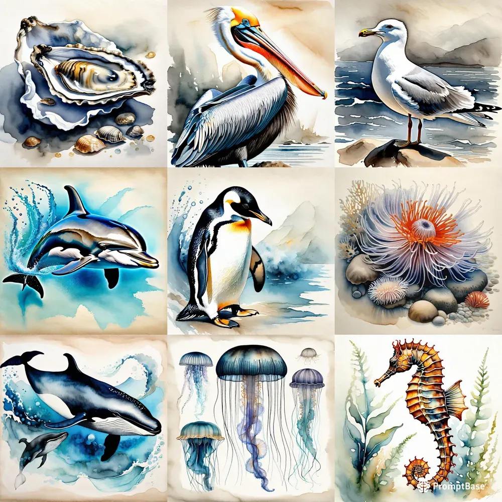 Sea Animals Paintings Stable Diffusion Prompt | PromptBase