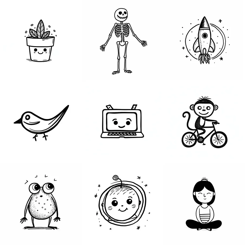 Super Minimal Cute Doodles Midjourney Prompt | PromptBase