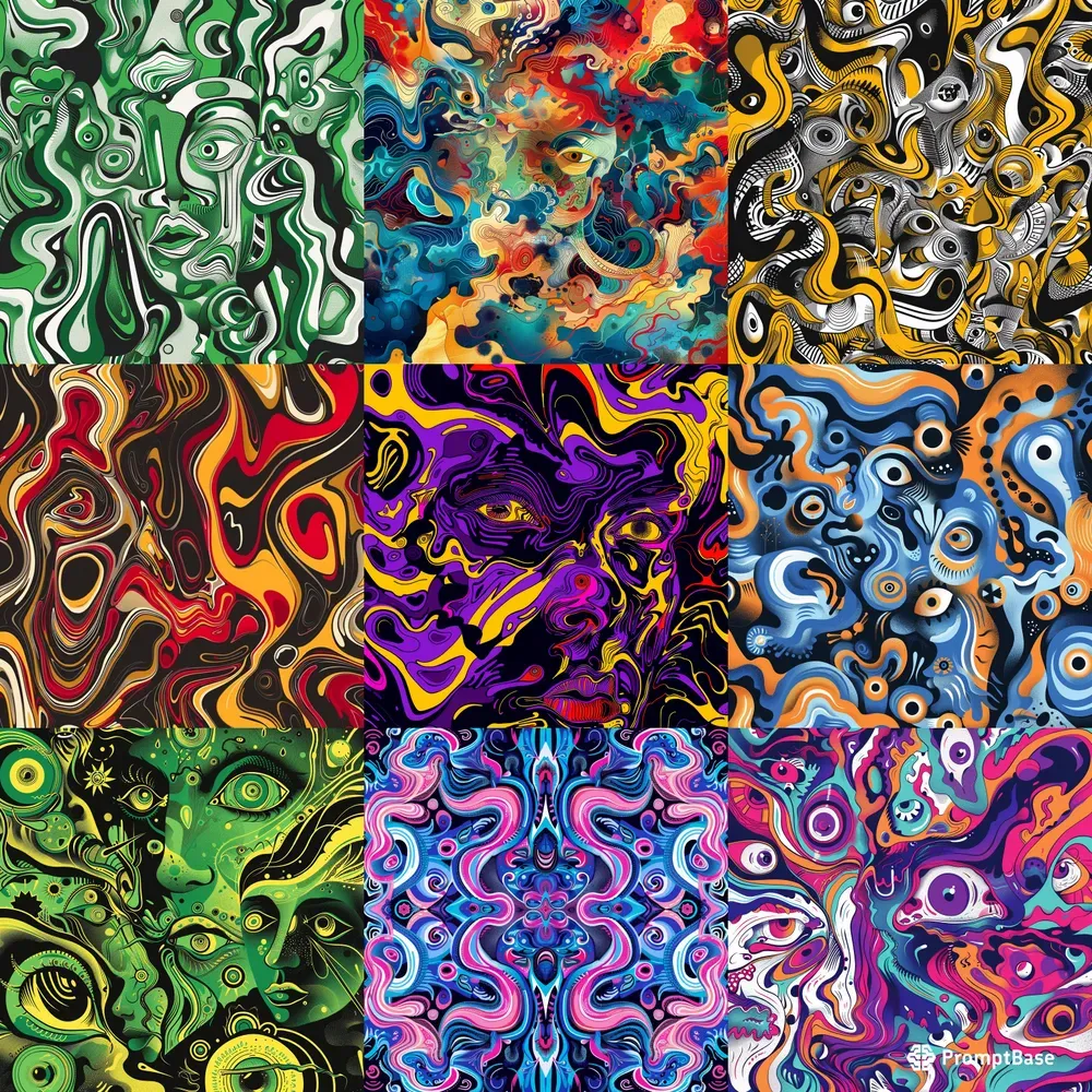 Creative Color Psychodelic Patterns Midjourney Prompt | PromptBase