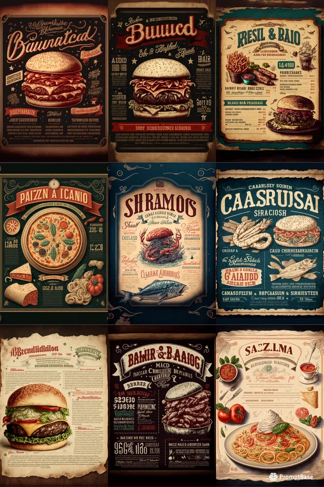 Restaurant Menus Midjourney Prompt | PromptBase