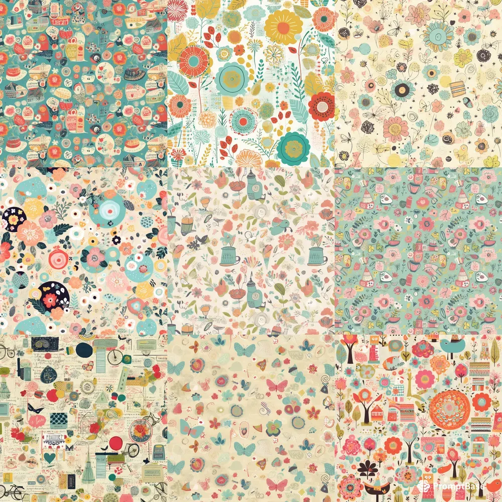 Doodle Scrapbook Pattern Illustrations Midjourney Prompt | PromptBase