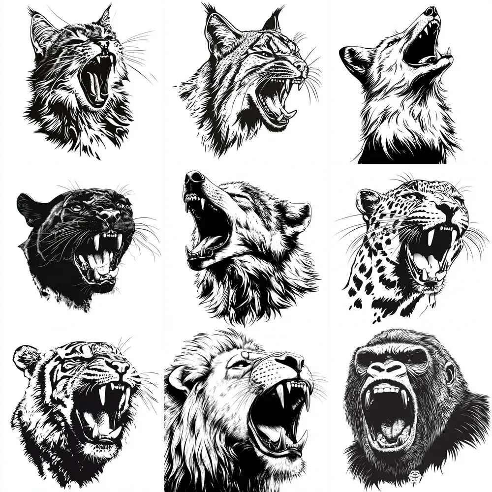 Animal Roaring Vectors Svg Midjourney Prompt | PromptBase