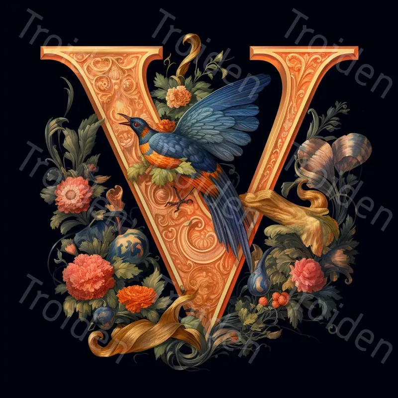 Ornate Letters In Vibrant Realism Style Midjourney Prompt | PromptBase