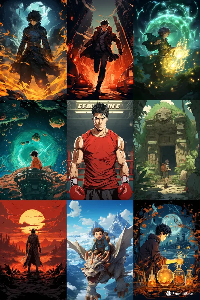 Shonen Anime Art Style Epic Illustrations Midjourney Prompt | PromptBase