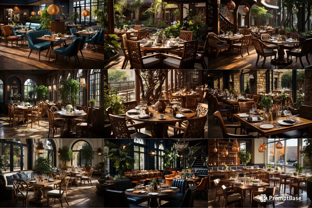 Elegant Boutique Hotel Dining Areas Midjourney Prompt | PromptBase