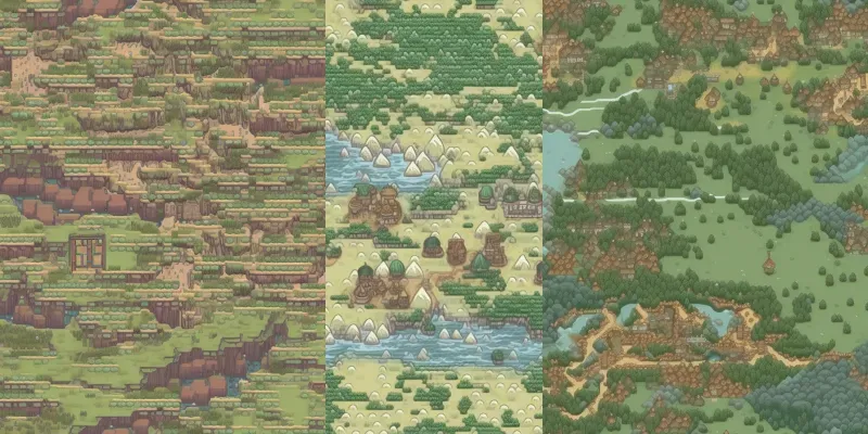 Tiled RPG Pixel Maps Midjourney Prompt | PromptBase