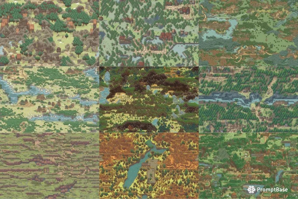 Tiled RPG Pixel Maps Midjourney Prompt | PromptBase