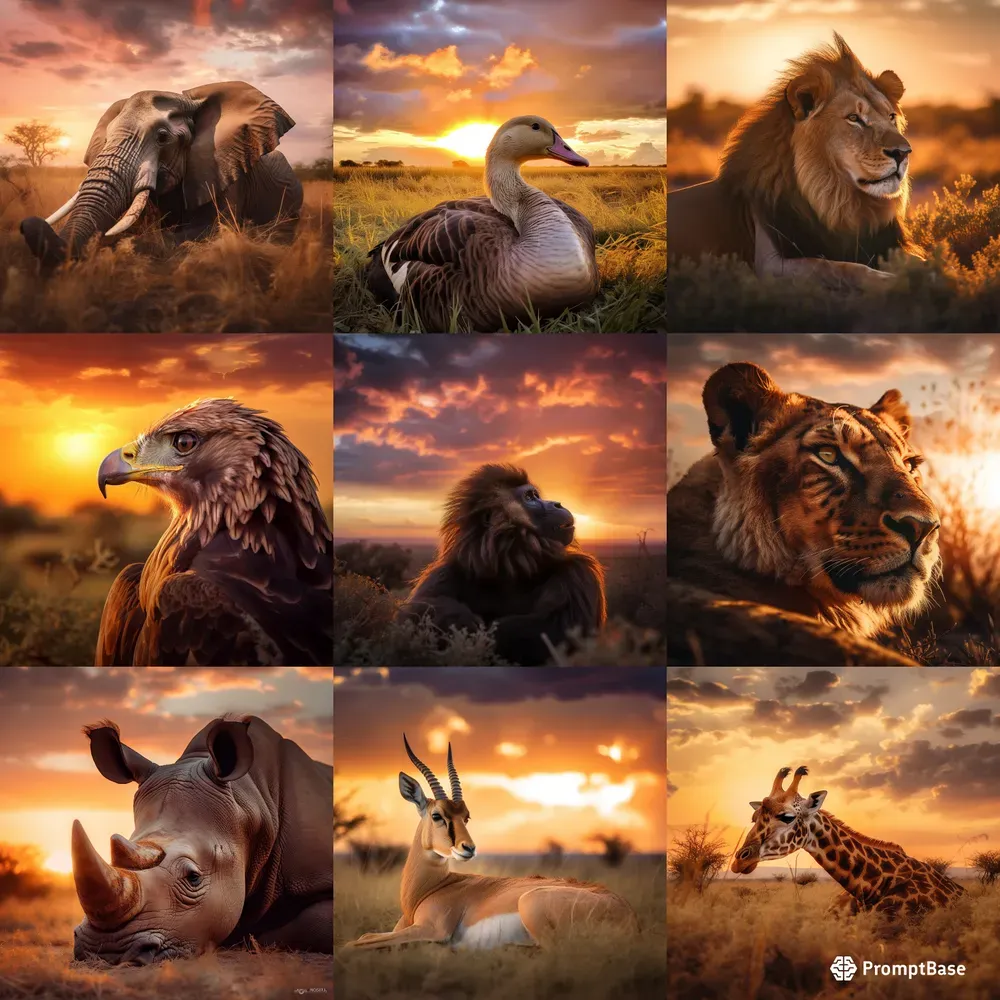 Beautiful Animal Portraits During Sunsets Midjourney Prompt | PromptBase