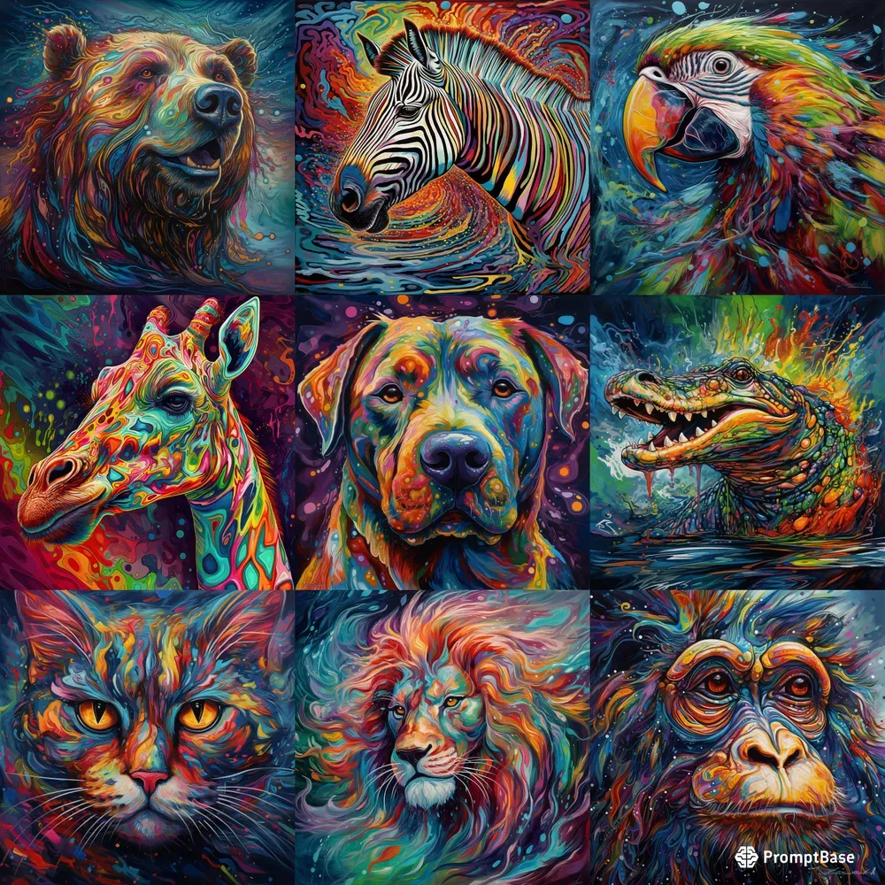 Premium Trippy Posters For Animals Midjourney Prompt | PromptBase