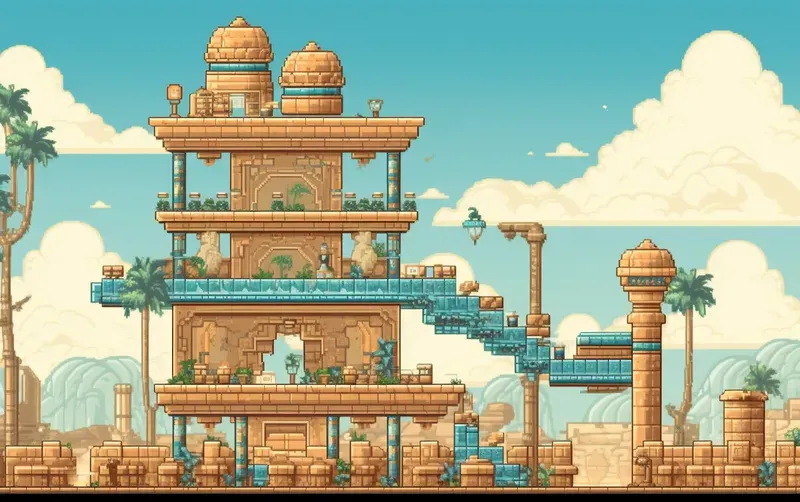 Pixel Playground Retro 16bit Levels Midjourney Prompt | PromptBase