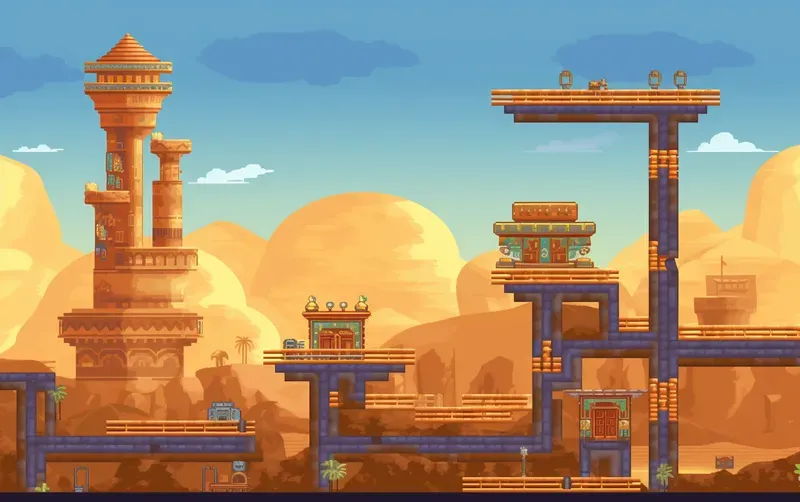 Pixel Playground Retro 16bit Levels Midjourney Prompt | PromptBase