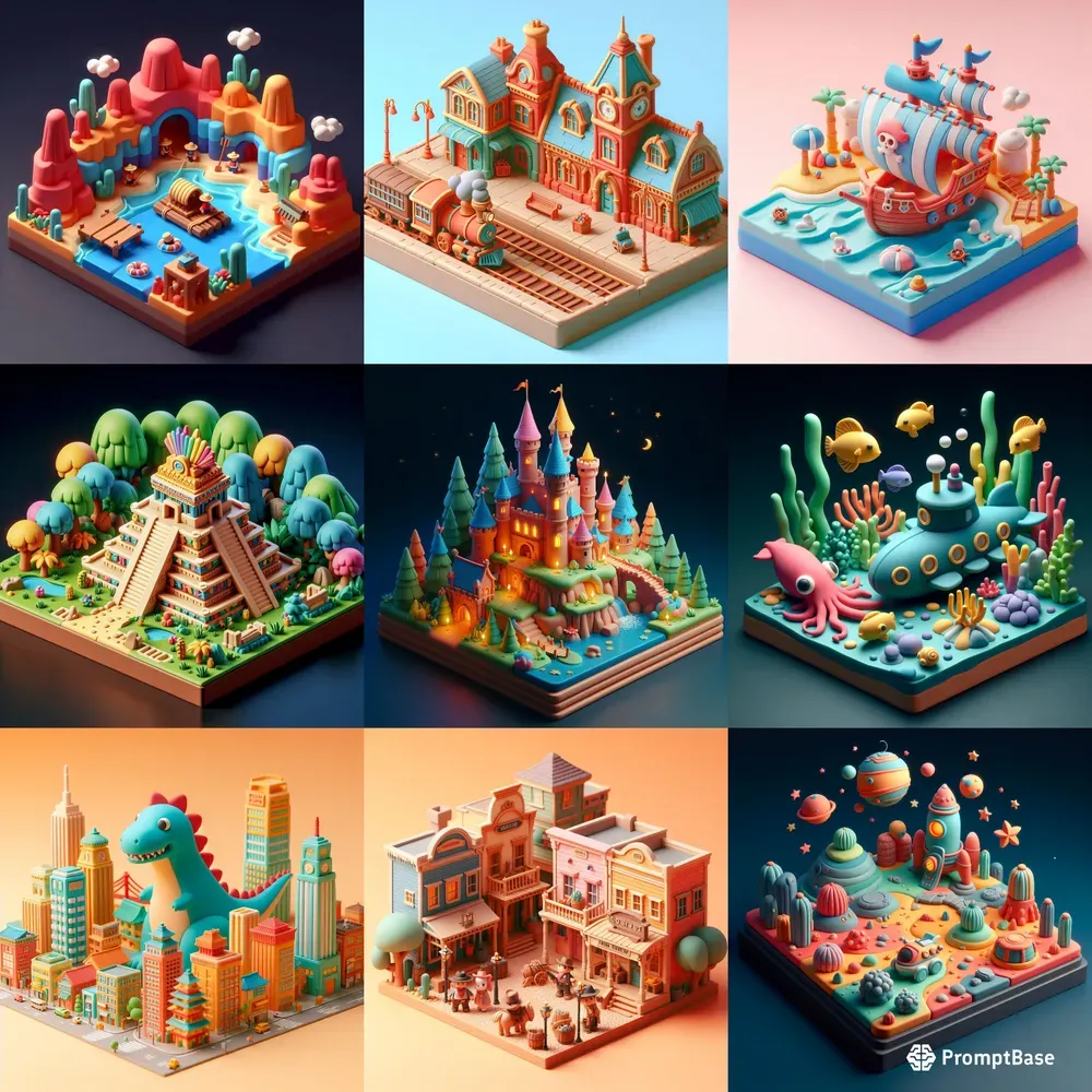 Cute Clay Sceneries DALL·E Prompt | PromptBase