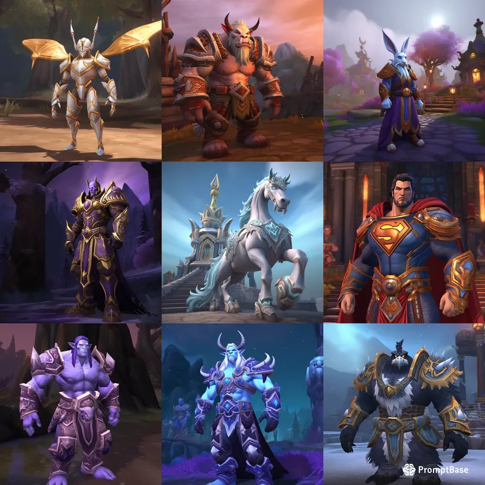 World Of Warcraft Custom Characters Midjourney Prompt | PromptBase