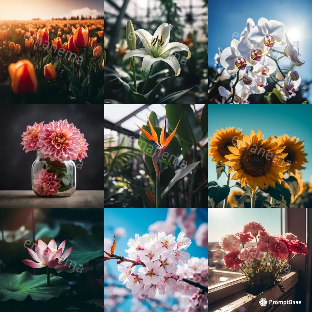 Flowers Professional Photographs Midjourney Prompt | PromptBase