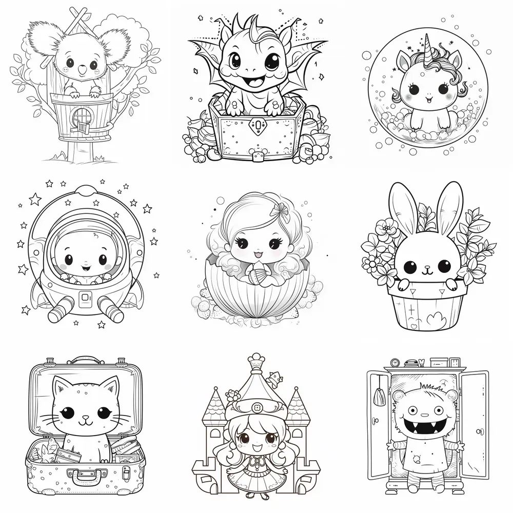 Fun Cute Coloring Book Pages For Kids Midjourney Prompt | PromptBase