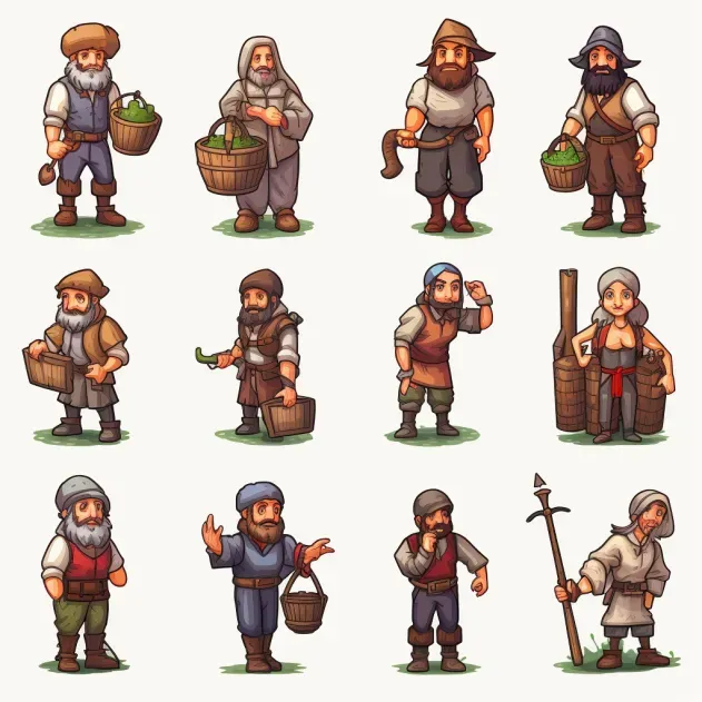 2D Game Characters Sets Midjourney Prompt | PromptBase