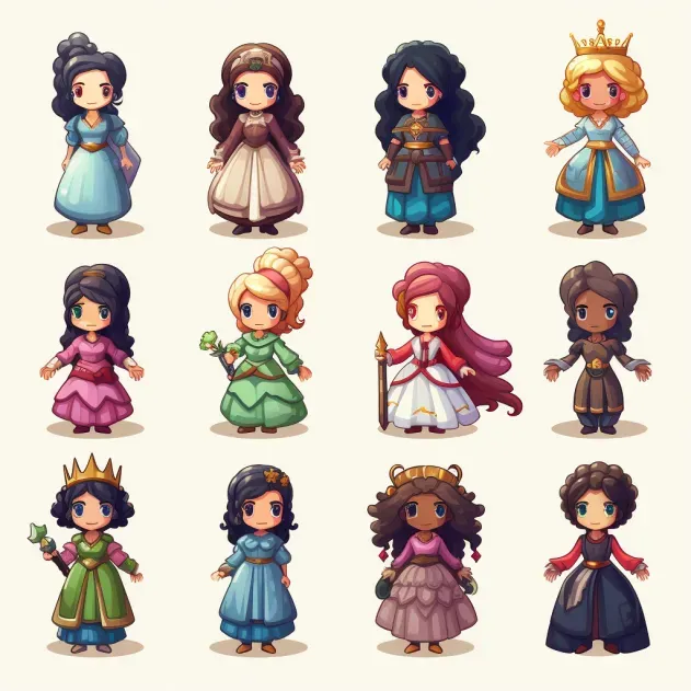 2D Game Characters Sets Midjourney Prompt | PromptBase