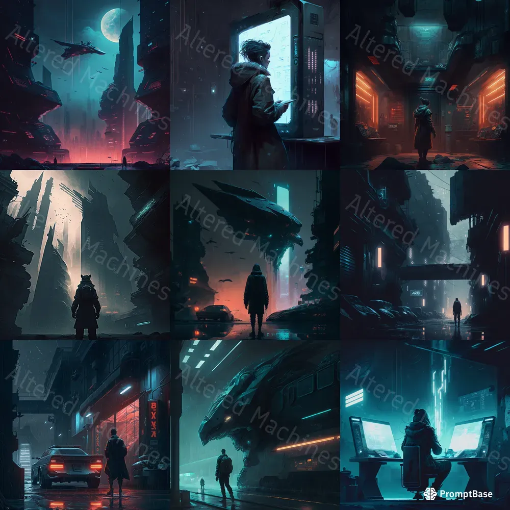Cyberpunk Neo-noir Illustrations Midjourney Prompt | PromptBase