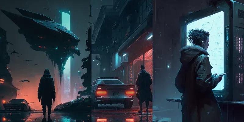 Cyberpunk Neo-noir Illustrations Midjourney Prompt | PromptBase
