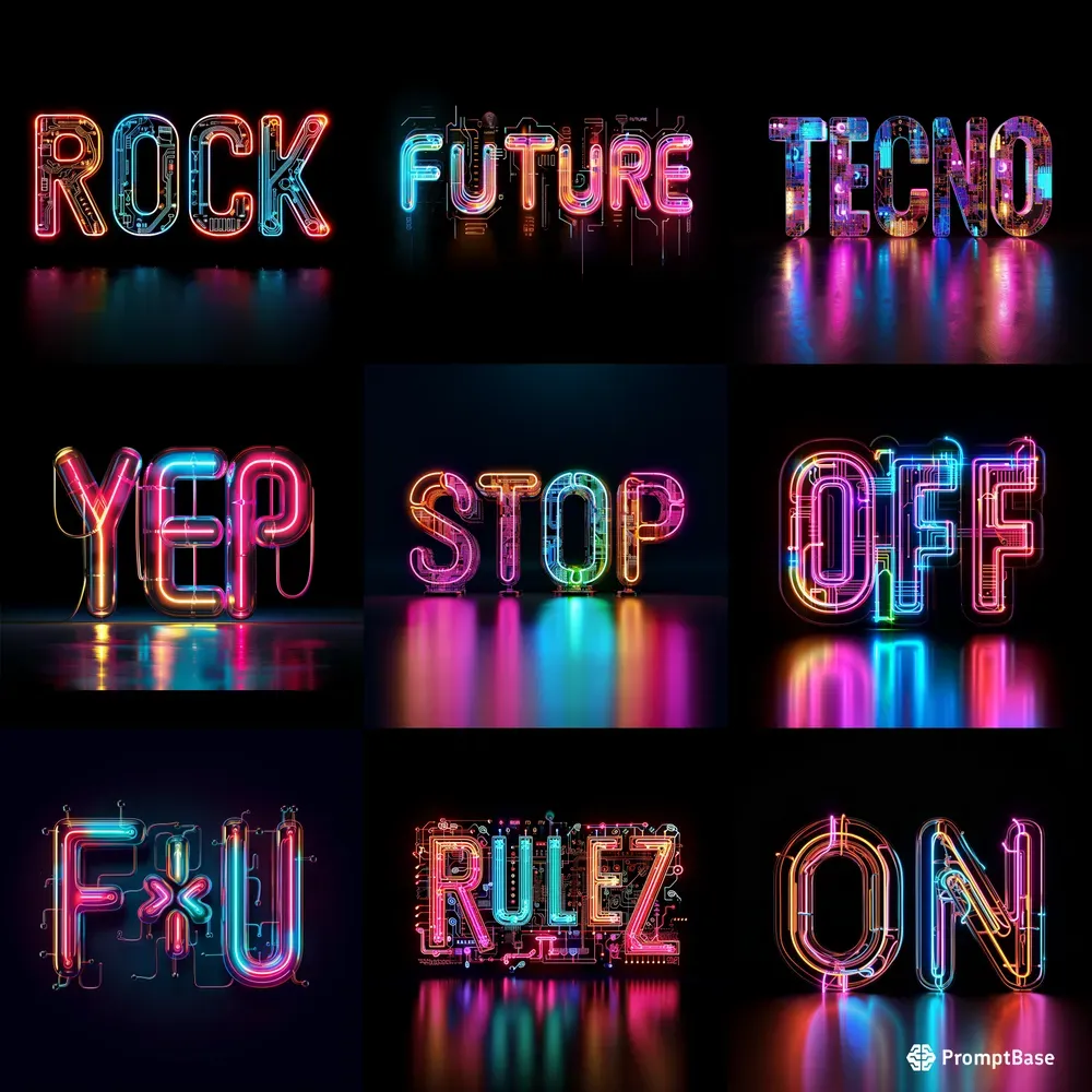 Neon Circuit Custom Text Art Midjourney Prompt | PromptBase
