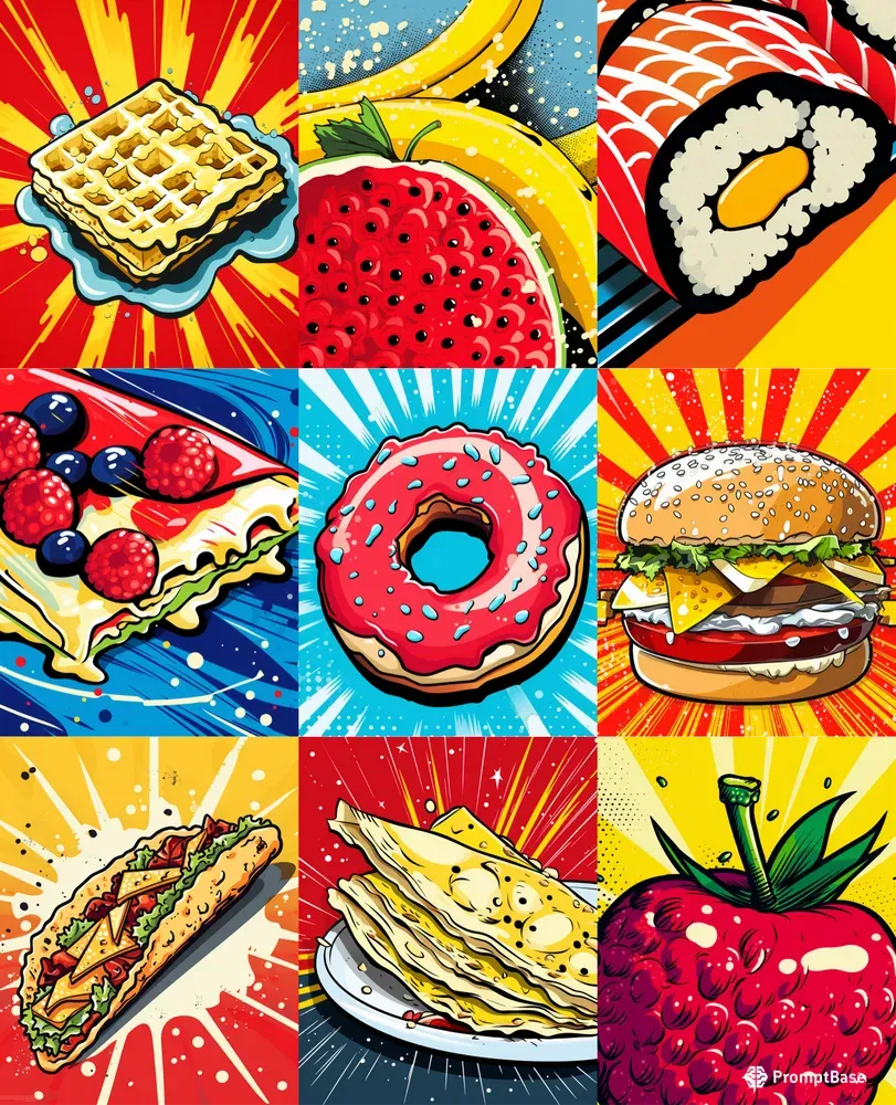 Pop Art Food Comic Style Midjourney Prompt | PromptBase