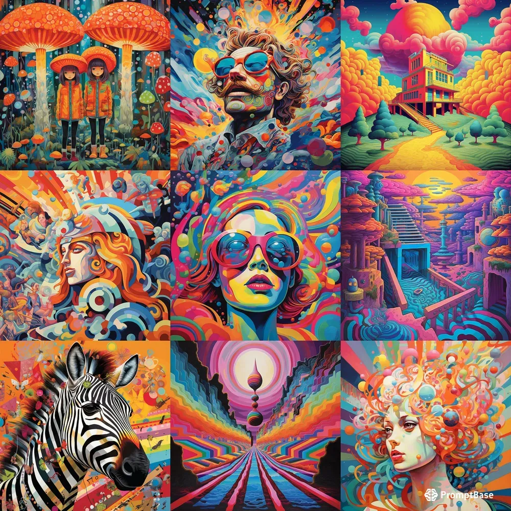 Psychedelic Pop Art Fusions Midjourney Prompt | PromptBase