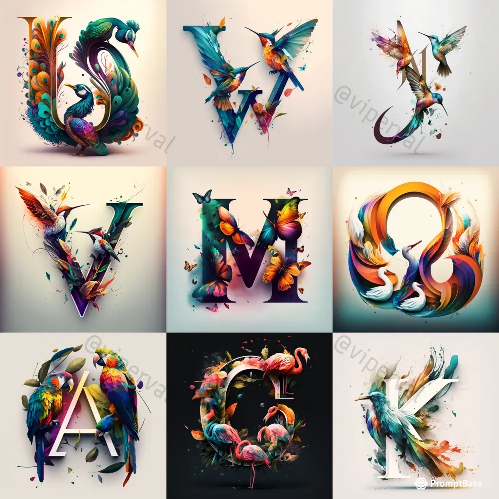 Vibrant Logos Letters Midjourney Prompt | PromptBase