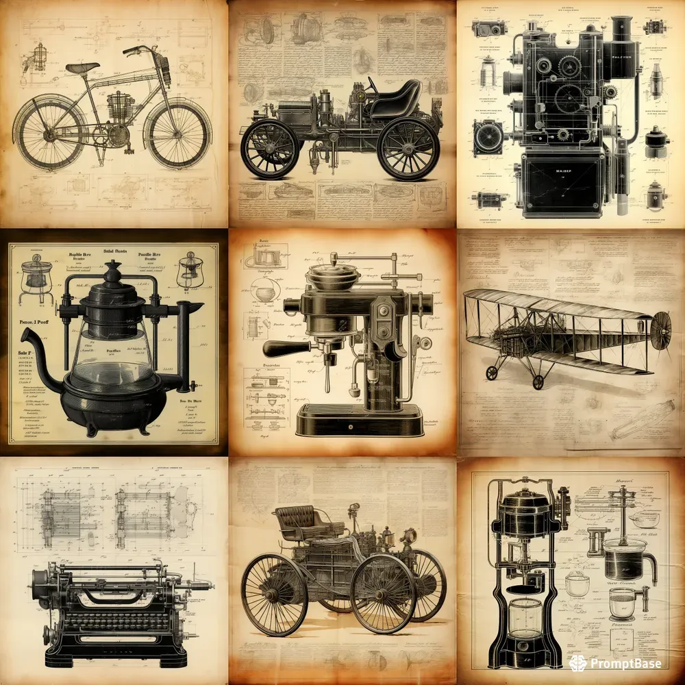 Vintage Patent Blueprints From 1900 Midjourney Prompt | PromptBase