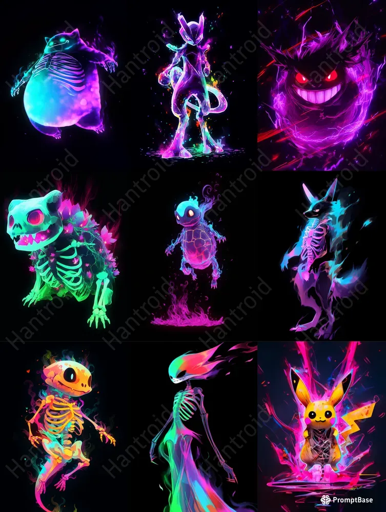 Neon Skeleton Pokemon Midjourney Prompt | PromptBase