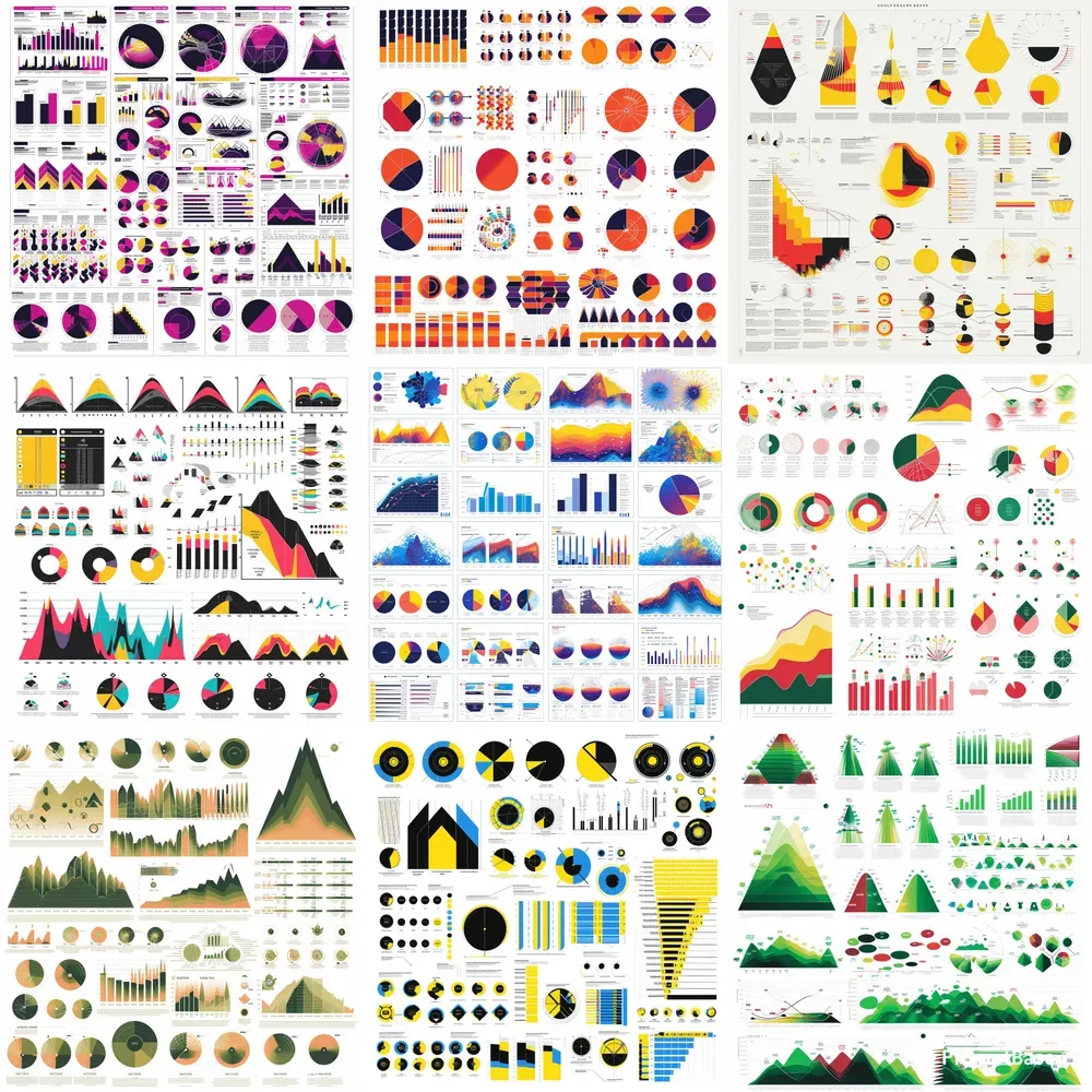 Vector Colorful Infographic Charts Midjourney Prompt | PromptBase