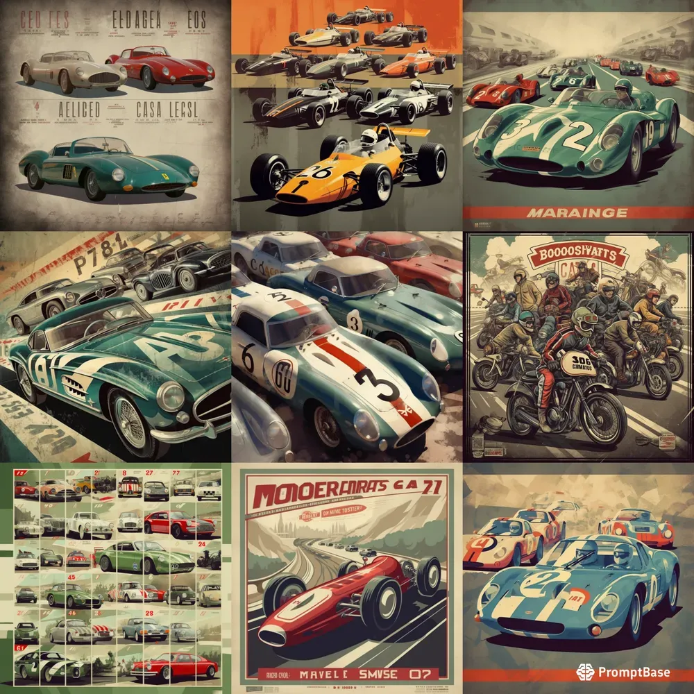 Vintage Car Racing Posters Midjourney Prompt | PromptBase
