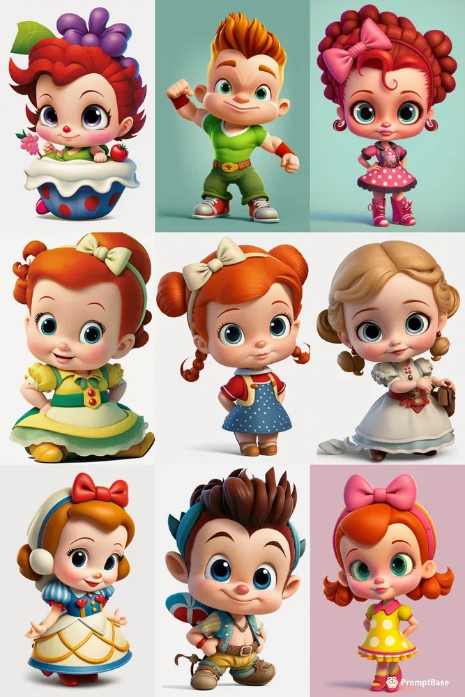 Cute Disney Style Characters Midjourney Prompt | PromptBase