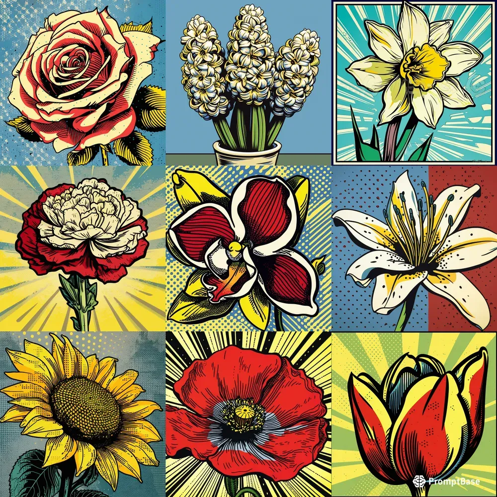 Pop Art Flowers Midjourney Prompt | PromptBase