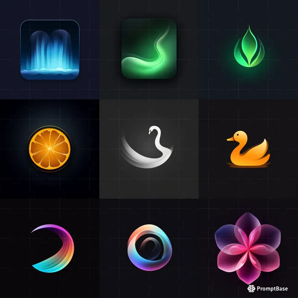 Dark Glowing Minimalist Logos Midjourney Prompt | PromptBase