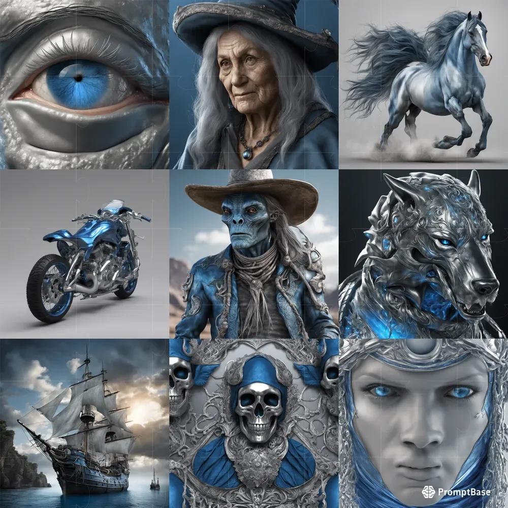 Astonishing Silver Blue Portraits Stable Diffusion Prompt | PromptBase