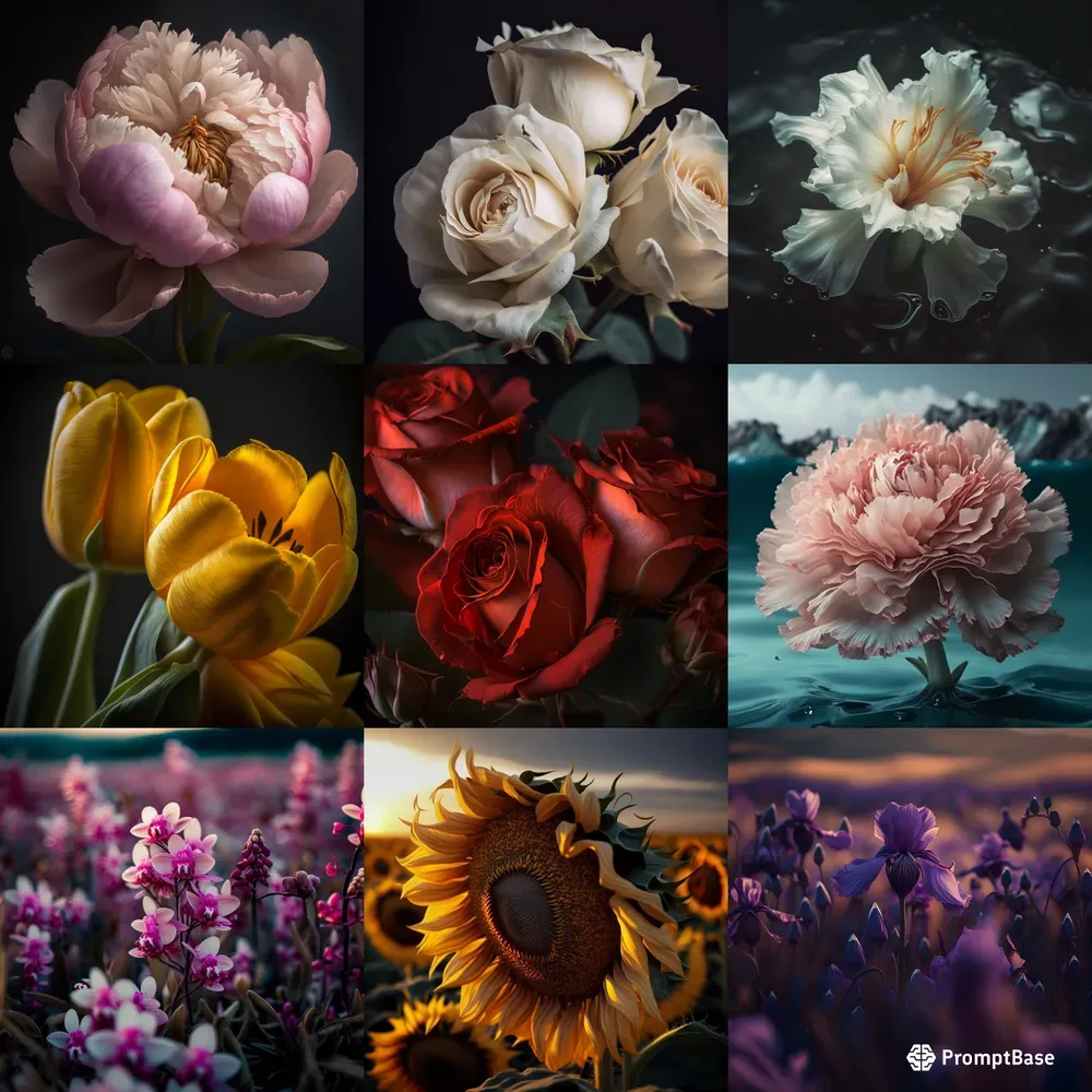 Photorealistic Flowers Midjourney Prompt | PromptBase