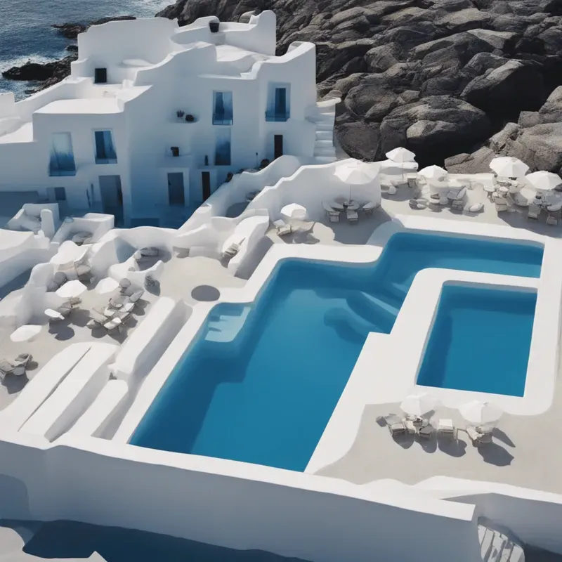 Mykonos Cove Hotel Pools Stable Diffusion Prompt | PromptBase