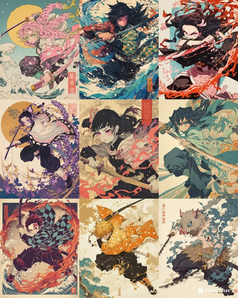 Demon Slayers In Japanese Art Midjourney Prompt | PromptBase
