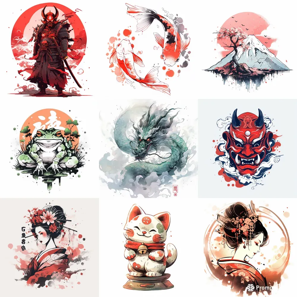 Artistic Japanese Ink Designs Midjourney Prompt | PromptBase