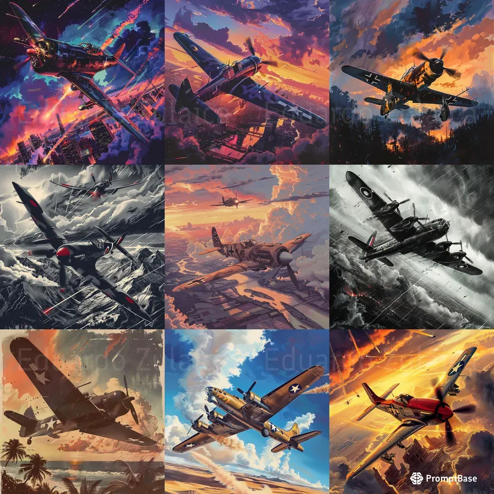 Heroic Skies Ww2 Art Midjourney Prompt | PromptBase