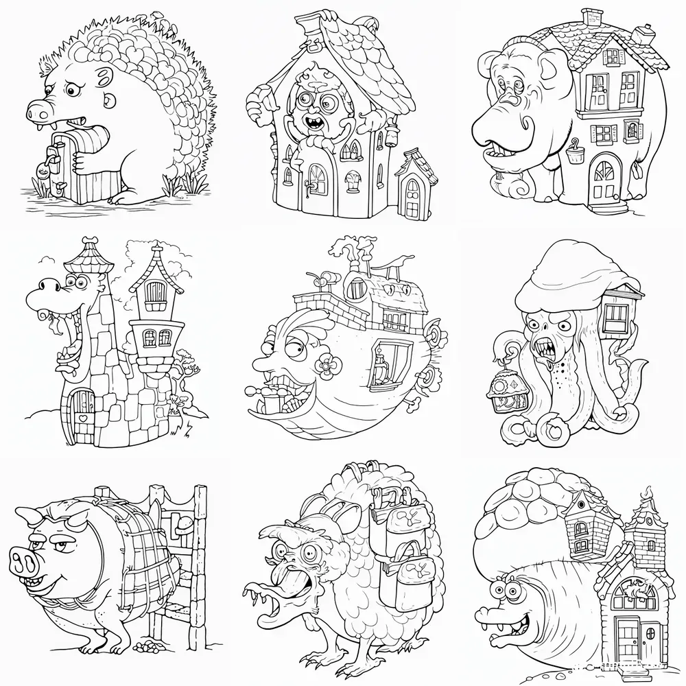 Quirky Animals Coloring Book Pages Midjourney Prompt | PromptBase