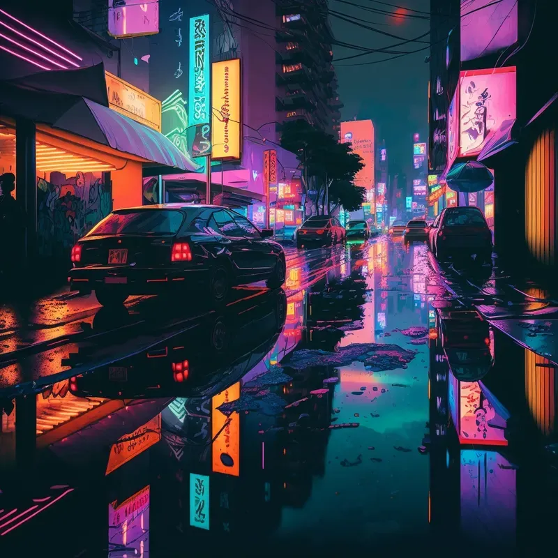 Detailed Lofi Cities Midjourney Prompt | PromptBase