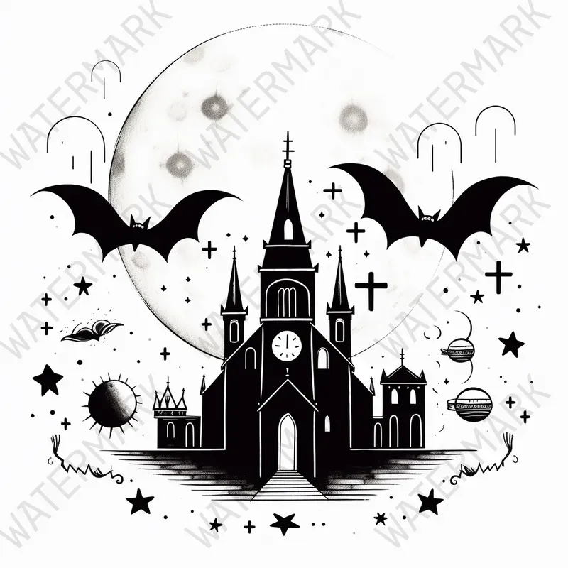 Gothic Outline Icons Cartoon Tshirts Midjourney Prompt | PromptBase