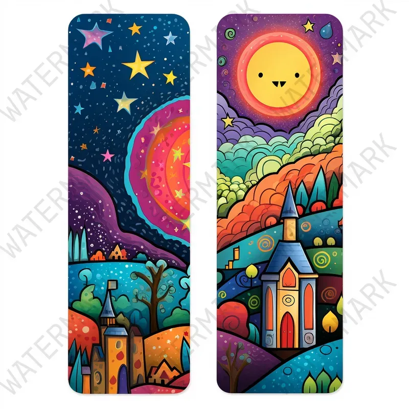 Bookmarks For Books Folk Art Landscapes Midjourney Prompt | PromptBase