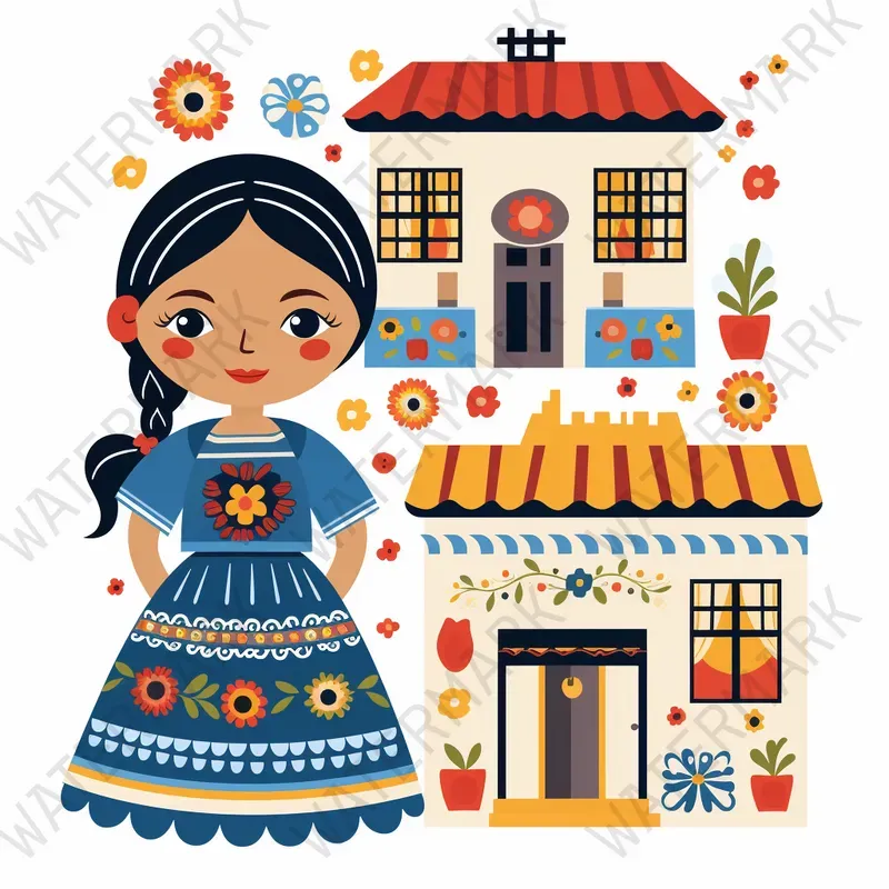 Folk Art Illustrations Hispanic Cliparts Midjourney Prompt | PromptBase